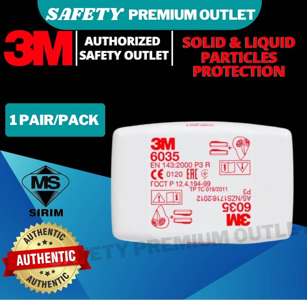 [ORIGINAL] 3M 6035 P3 R Particulate Filter[2Pcs in 1 Pack] NIOSH P100 ...