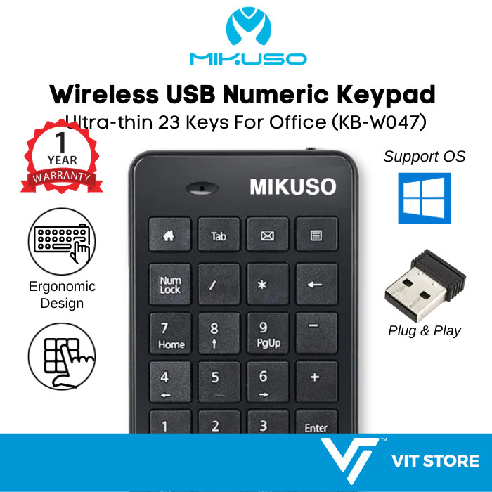 MIKUSO Wireless USB Numeric Keyboard Keypad 18 Keys Mini Digital ...