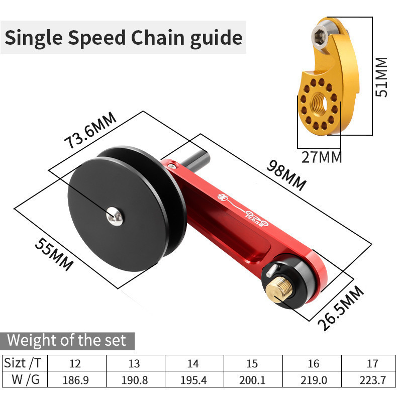 MUQZI Single Speed Conversion Kit Bike 12T 13T 14T 15T 16T 17T 1 Speed ...