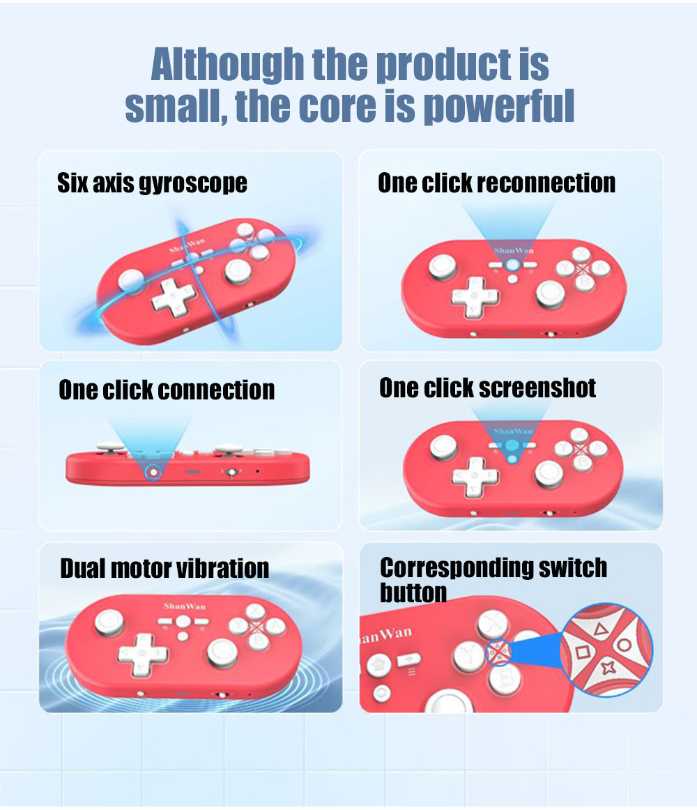 Shanwan Q37XSP Mini Gamepad Micro Wireless Game Controller For Switch ...