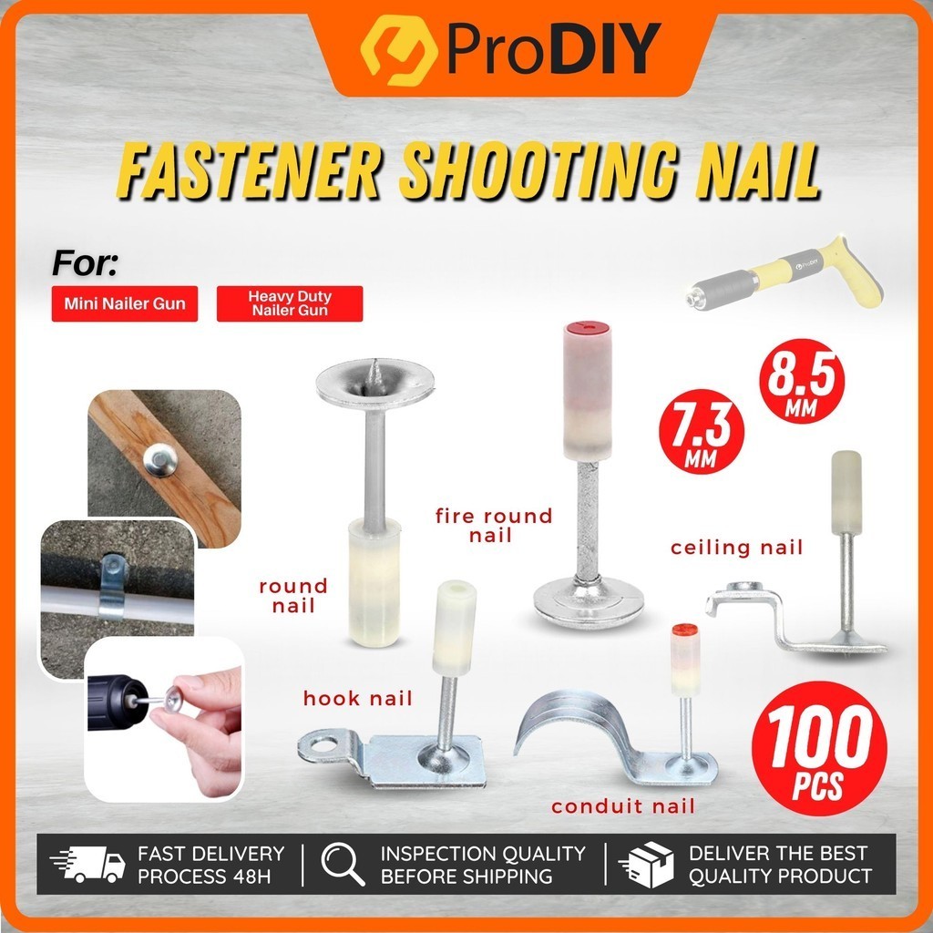 100pcs 7.3/8.5mm Nail Rivet Fastener Shooting Nail Concrete Conduit ...