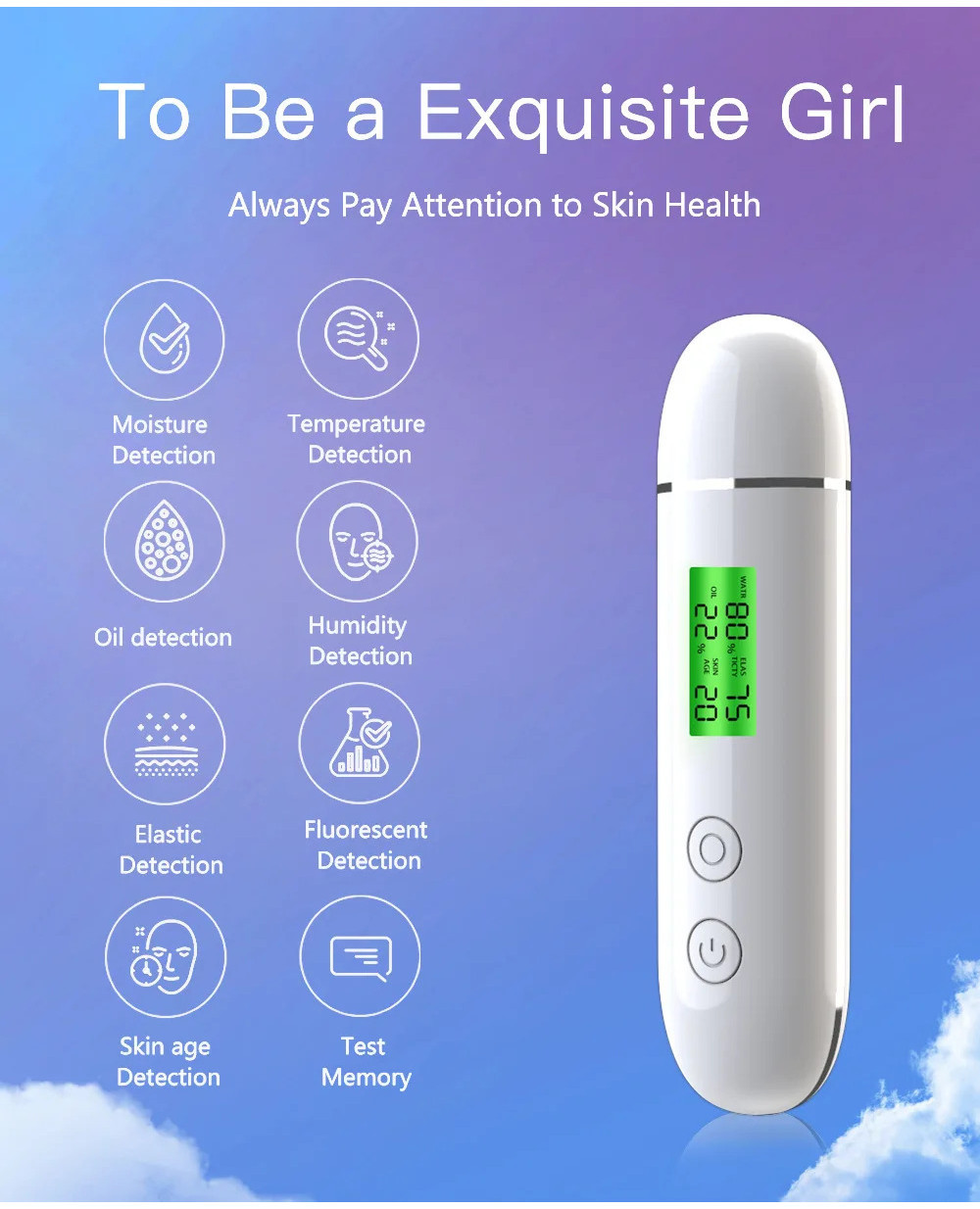 Skin Water Cheek Elastic Skin Age Test Meter Face Skin Moisture&Oil ...