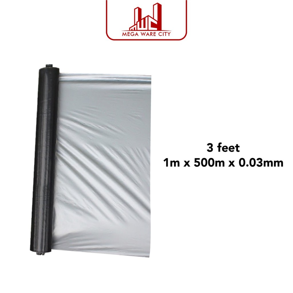 GE Silvershine 3ft (1m x 500m x 0.03mm) Micron Silver Shine Plastik ...