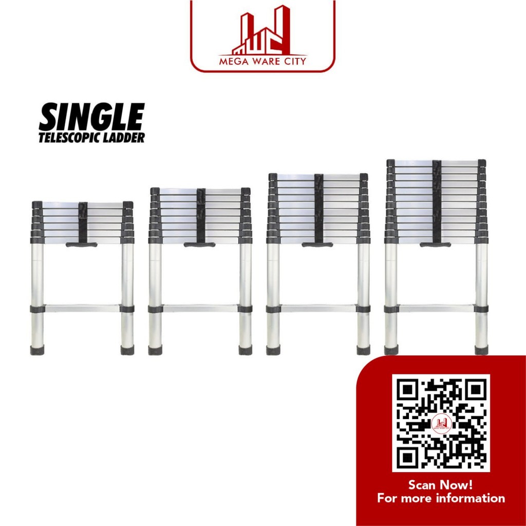 MWC Multi Times Foldable Telescopic Extendable One Way Aluminum Single Sided Ladder Tangga Lipat ...