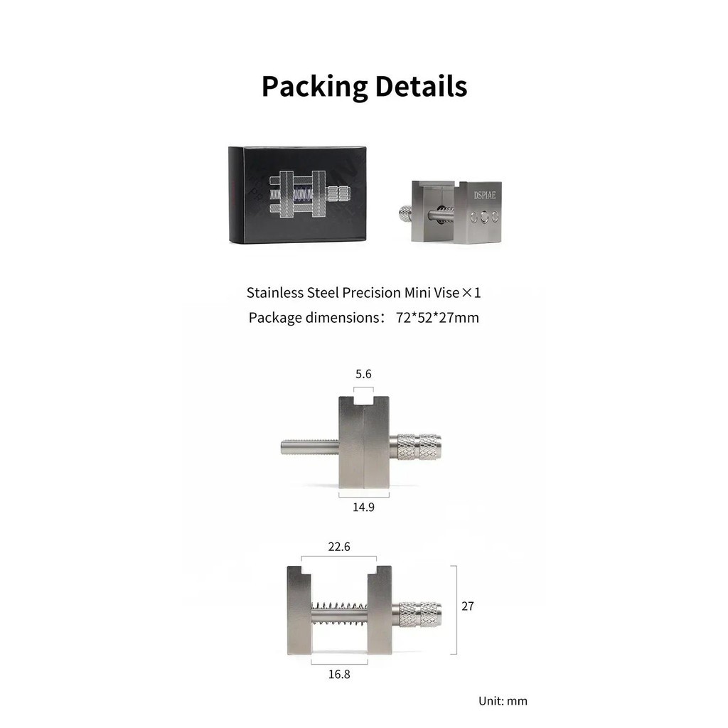 DSPIAE AT-MV Mini Vise Stainless Steel Precision Vise for Gundam Model ...