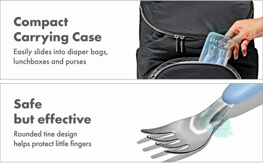 Oxo Tot On-The-Go Fork and Spoon Stainless Steel Fork n Spoon Set With Case Baby Fork and Spoon ...