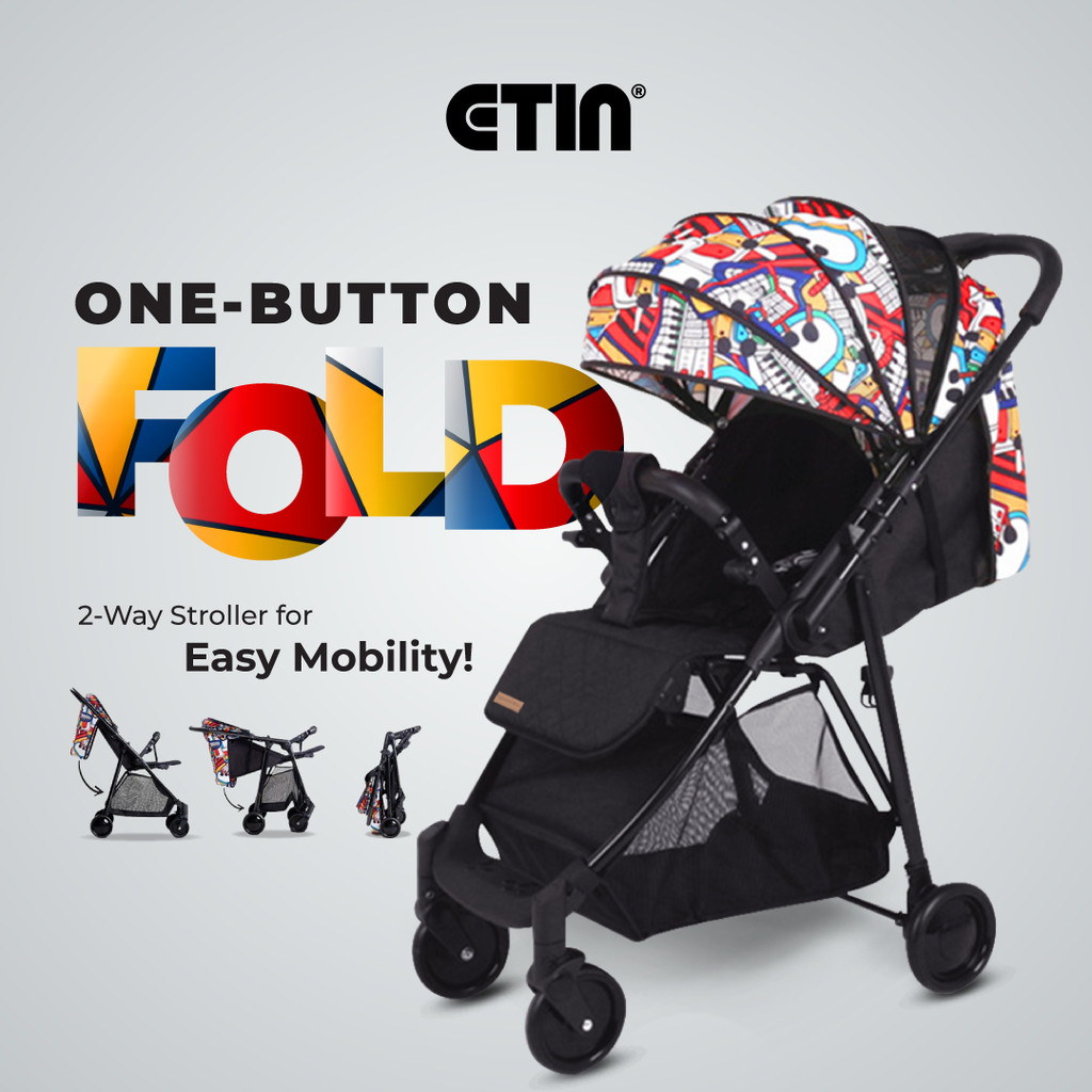ETIN 2 Way Baby Stroller Foldable Lightweight Newborn Travel Trolley ...