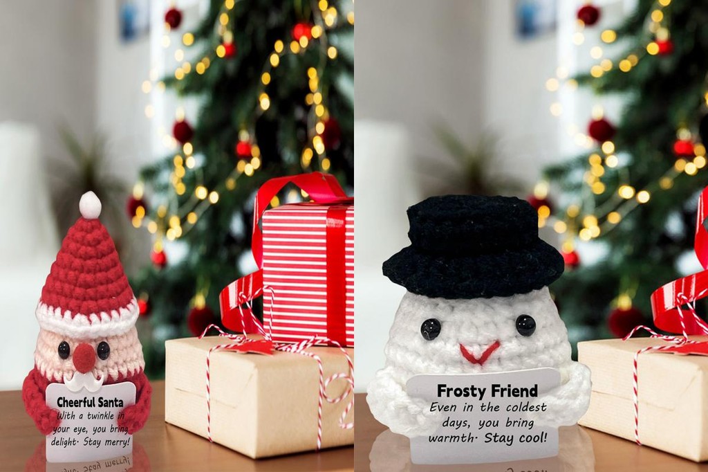 zhidaowe Positive Message Card Cute Crochet Doll Gift Happy Knitted ...