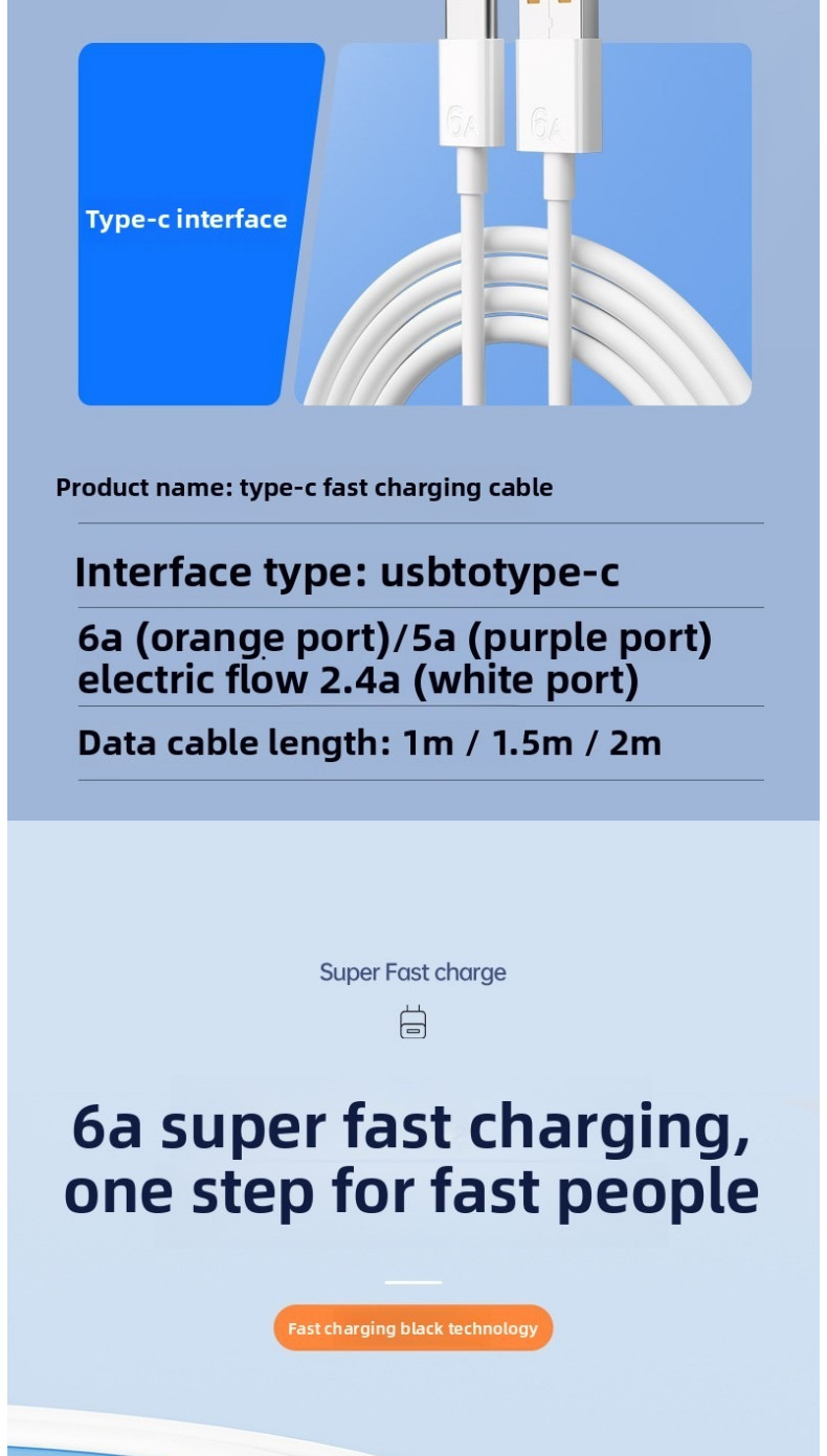 High-Speed 6A USB-C Cable 120W Fast Charge Compatible with 100W/66W/40W | Shopee Malaysia