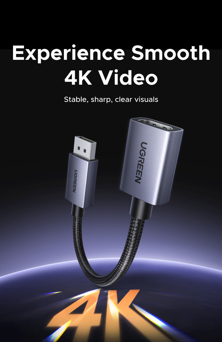 UGREEN DisplayPort 1.2 to HDMI Cable 4K 30Hz HDCP Unidirectional DP ...