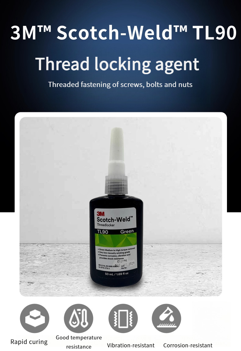 3M TL90 Thread Locking Agent Green Penetration Fastening Anaerobic Glue ...