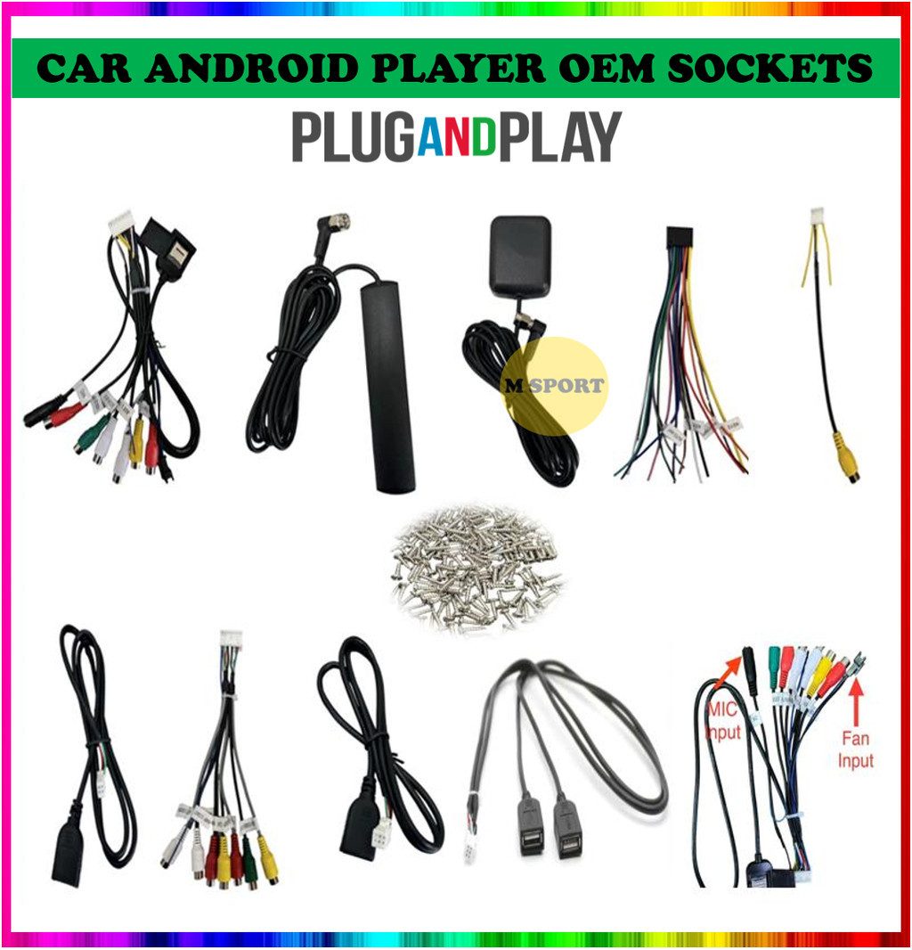 CAR ANDROID PLAYER OEM SOCKET USB REVERSE CAMERA RCA GPS ANTENNA 4G SIM ...