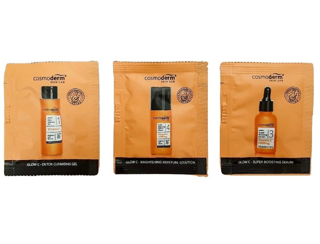 Cosmoderm Glow C Detox Cleansing Gel 5ml, Super Boosting Serum 3ml ...