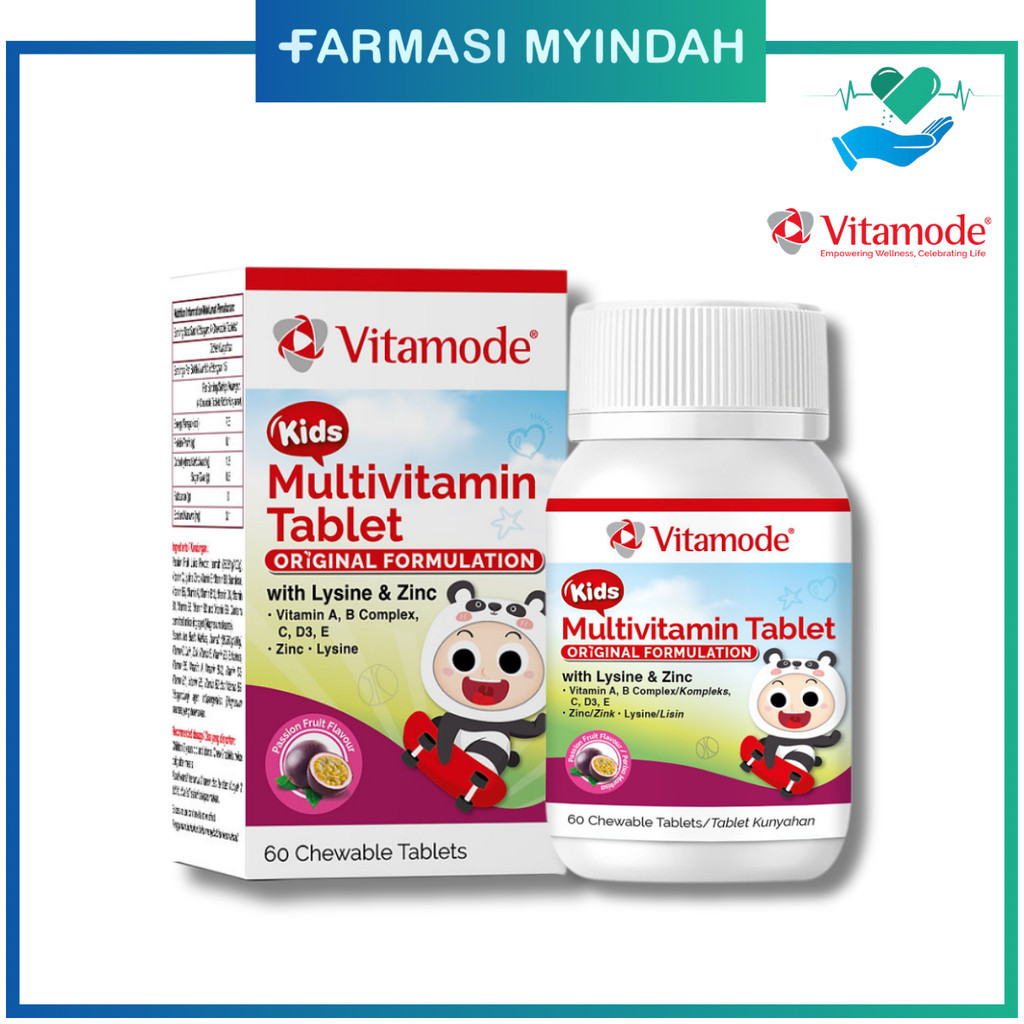Vitamode Kids Multivitamin Tablet with Lysine & Zinc 60 Tab | Shopee ...
