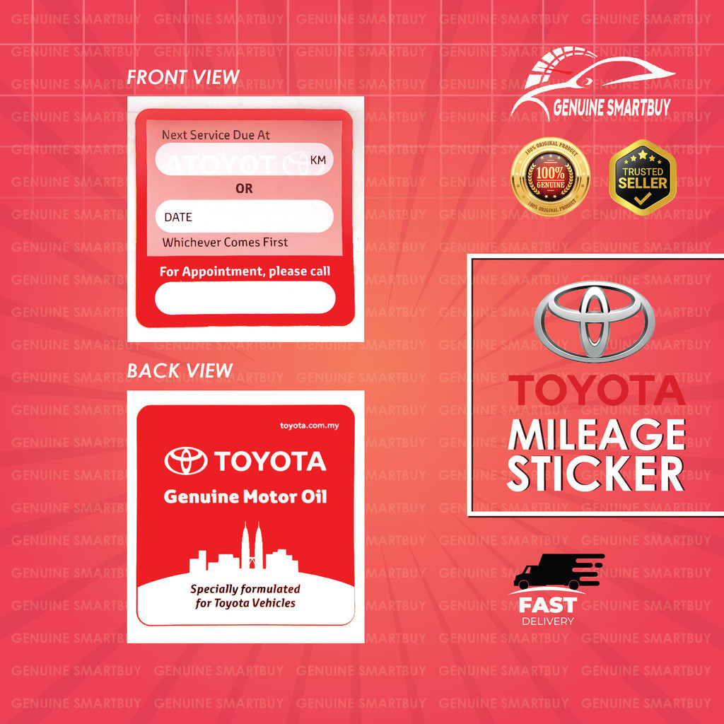 Toyota Sticker Kereta Mileage Sticker High Quality Stiker Kereta ...