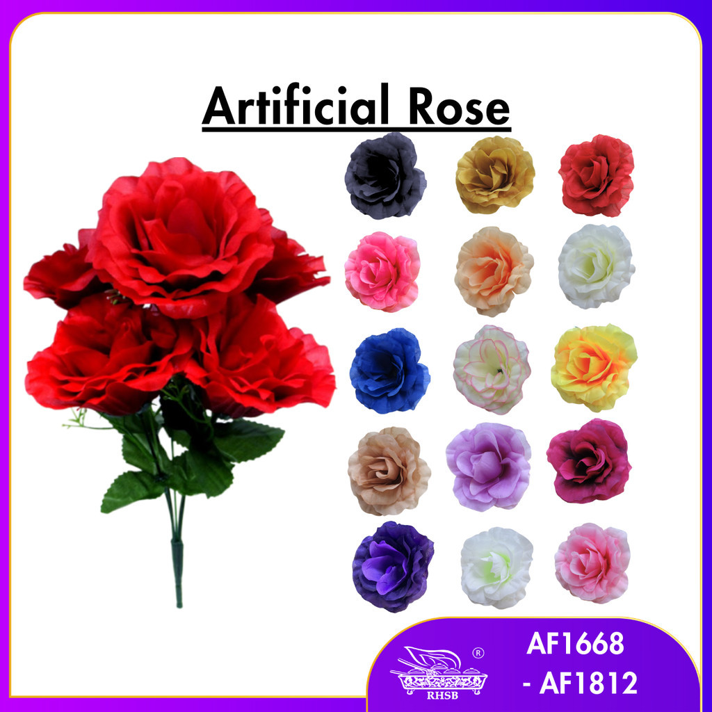 5 HEADS ARTIFICIAL ROSE/ HAND BOUQUET/ BUNGA ROSE/ BUNGA HIASAN/ BUNGA ...