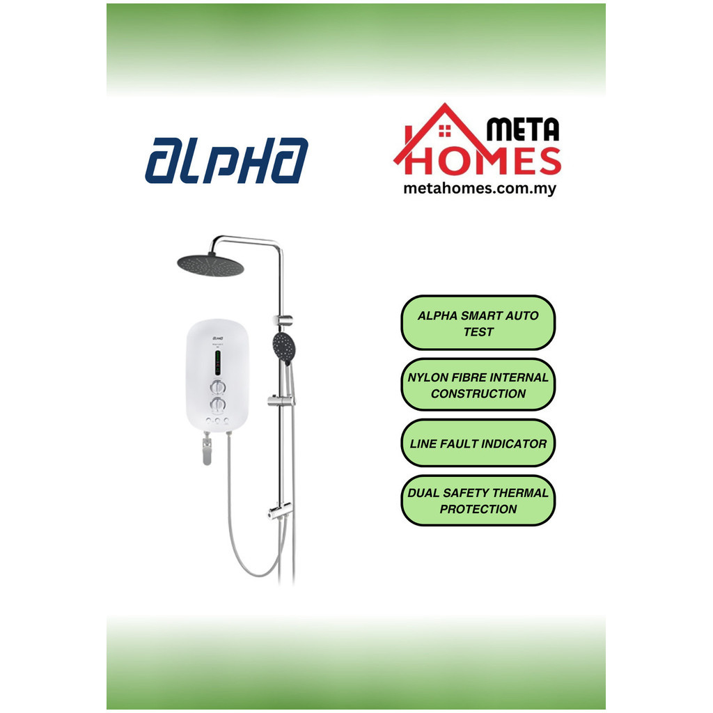 Alpha 3.8kW 2 Liters/minute Instant Shower Heater (Rain Shower - Ivory ...