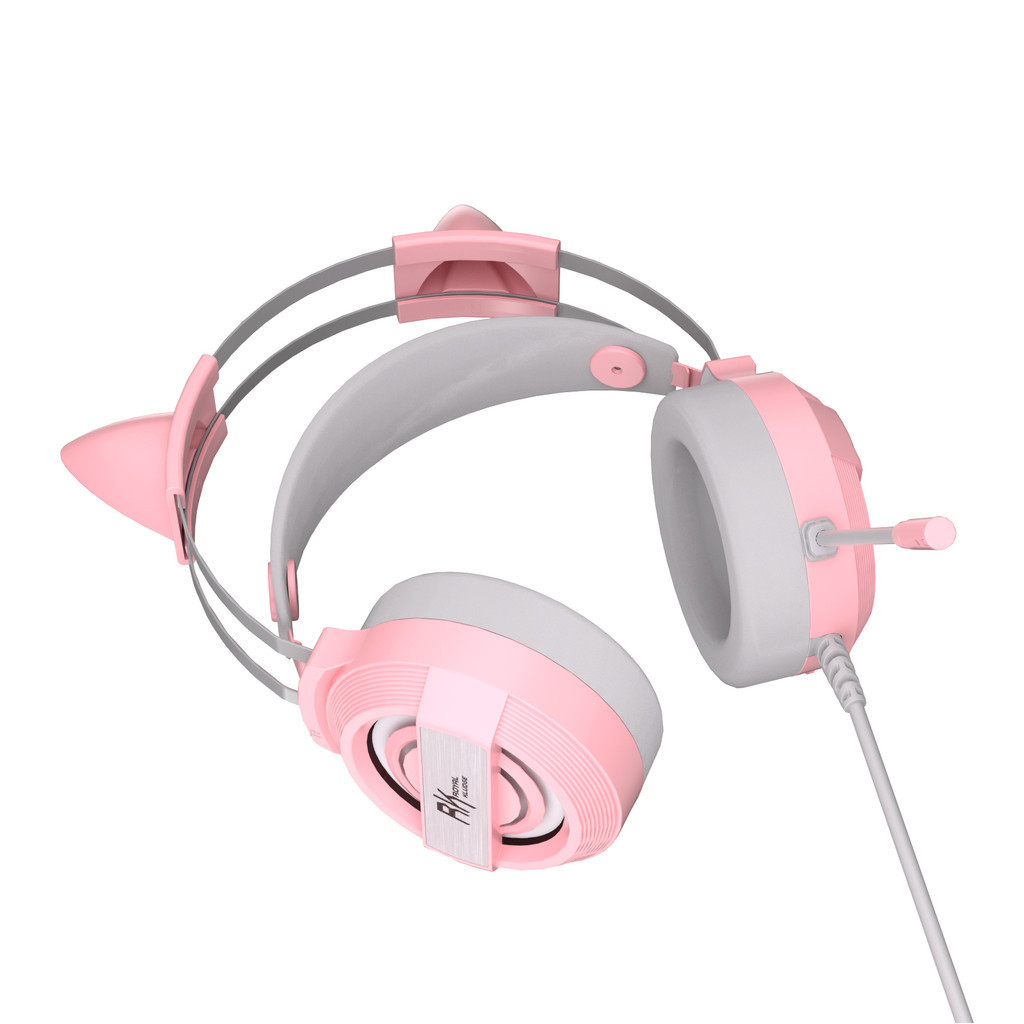 Royal Kludge RK computer cute led rgb wired gamer cat ear gaming ...