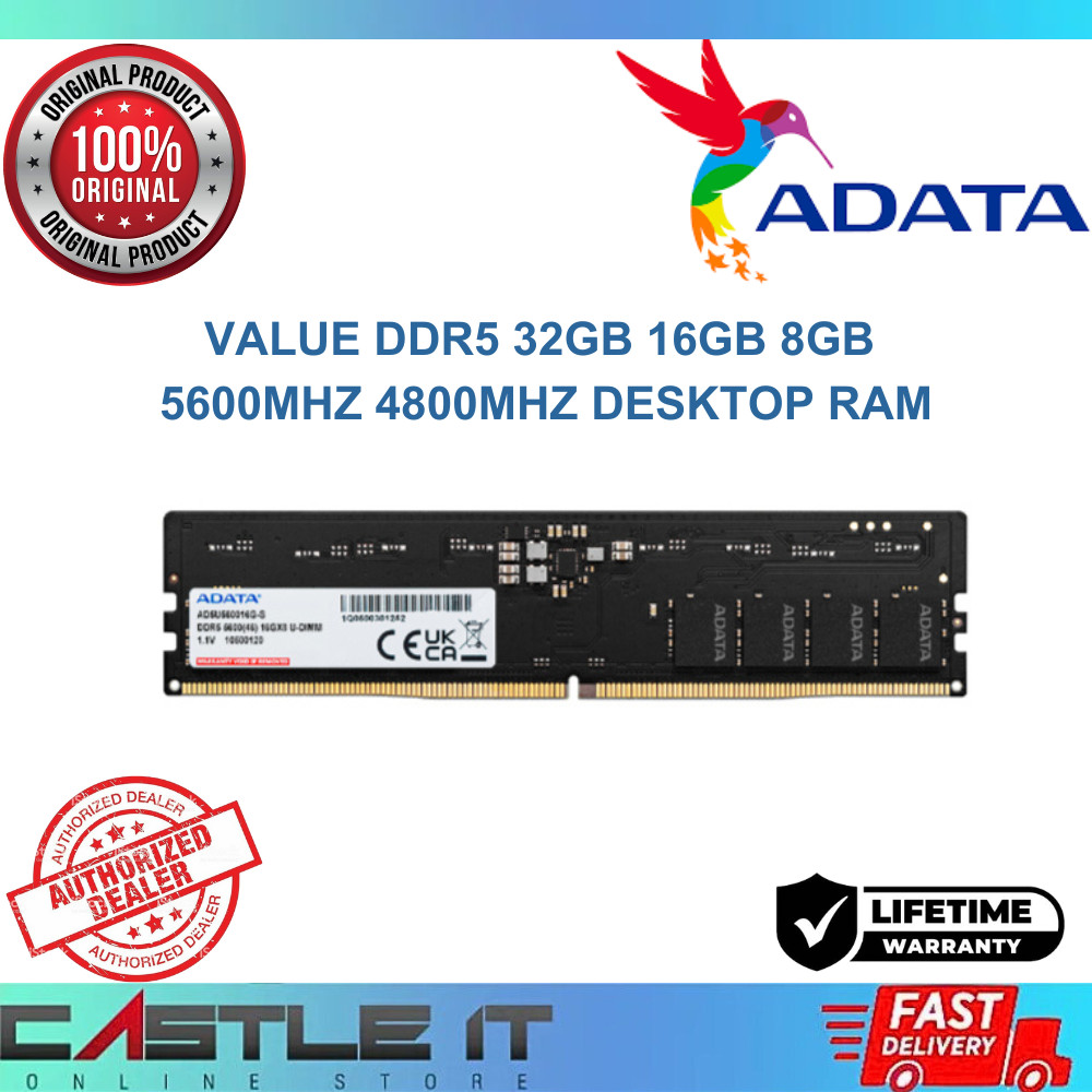 ADATA DDR5 Desktop RAM 8GB / 16GB / 32GB 4800MHz 5600MHz U-DIMM Value ...