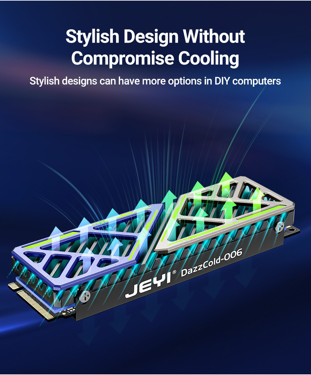 JEYI cooling slot Dazzcold M.2 SSD Heatsink 2280 NVME NGFF Radiator ...