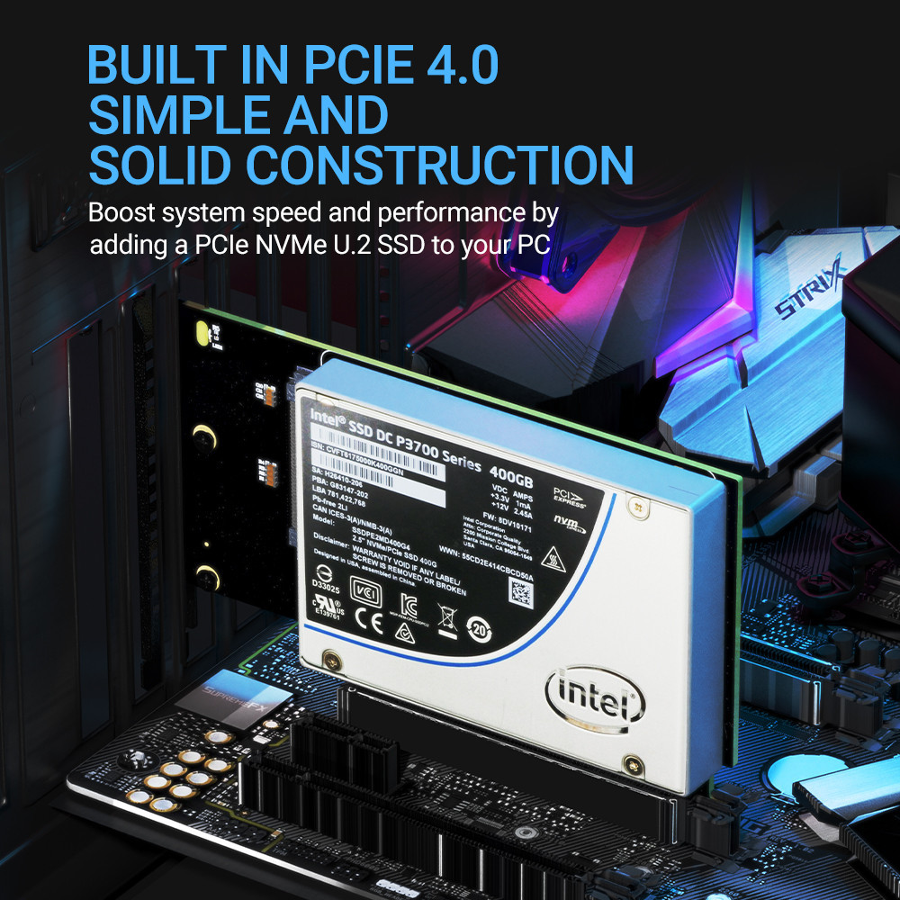 JEYI U.2 to PCIe 4.0 Adapter, NVMe 2.5" U.2 (SFF-8639) SSD PCIe x4 x8 ...