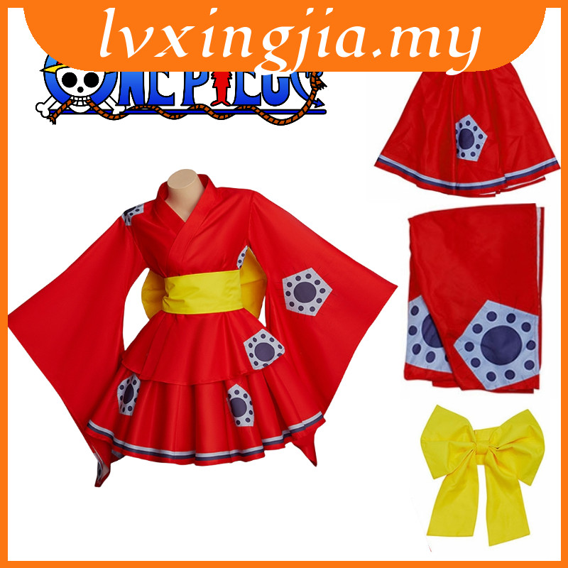 Luffy Piece One Red Kimono Cosplay Costume Anime Event Outfit Halloween ...