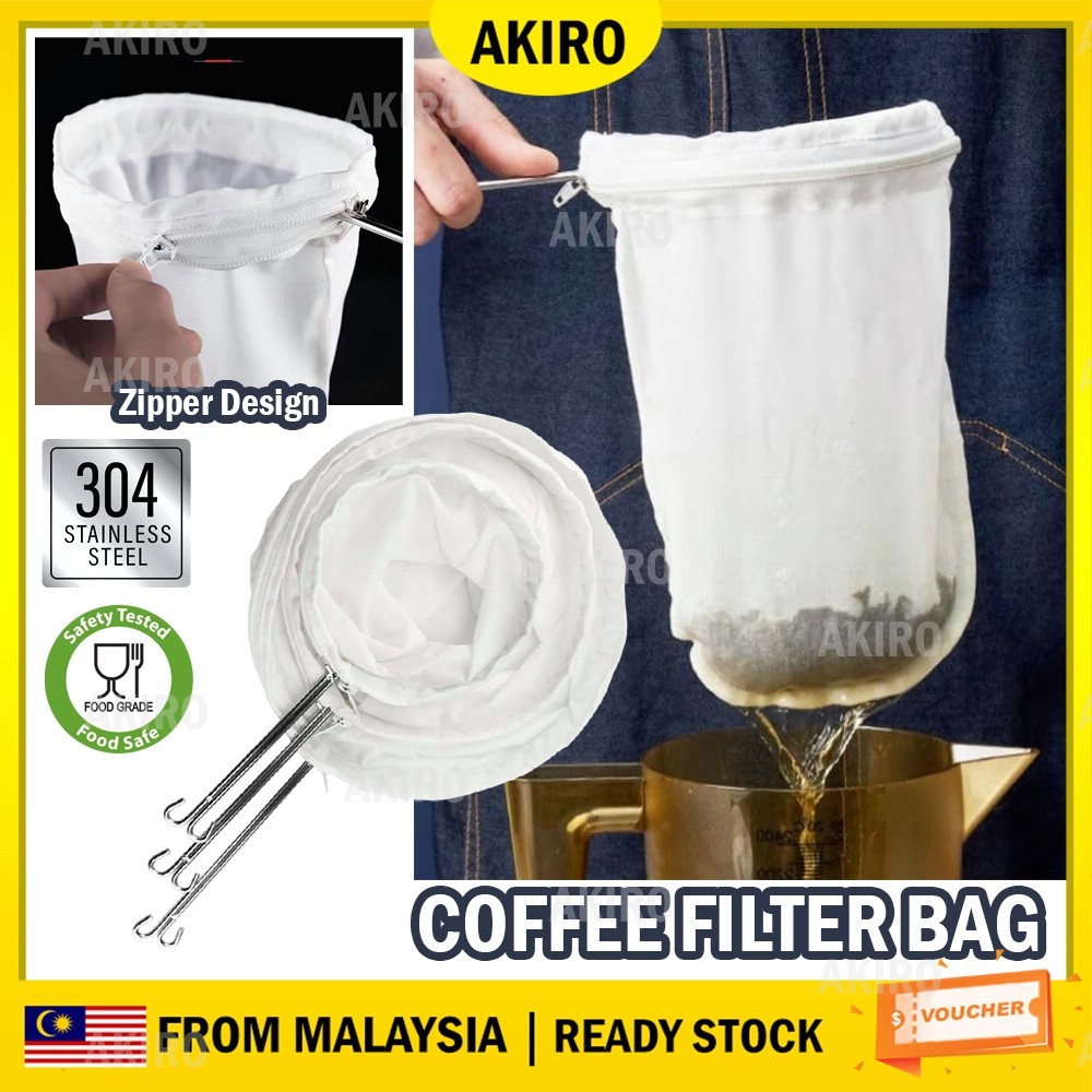 AKIRO Tea Cotton Filter Kopi Coffee Filter Cloth wt Stainless Steel ...