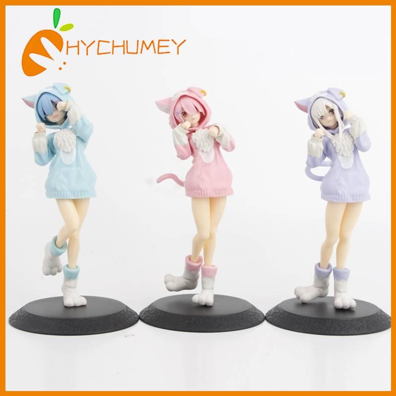 Charming Re Zero Pvc Figures Of Emilia Rem And Ram In Elf Costumes ...