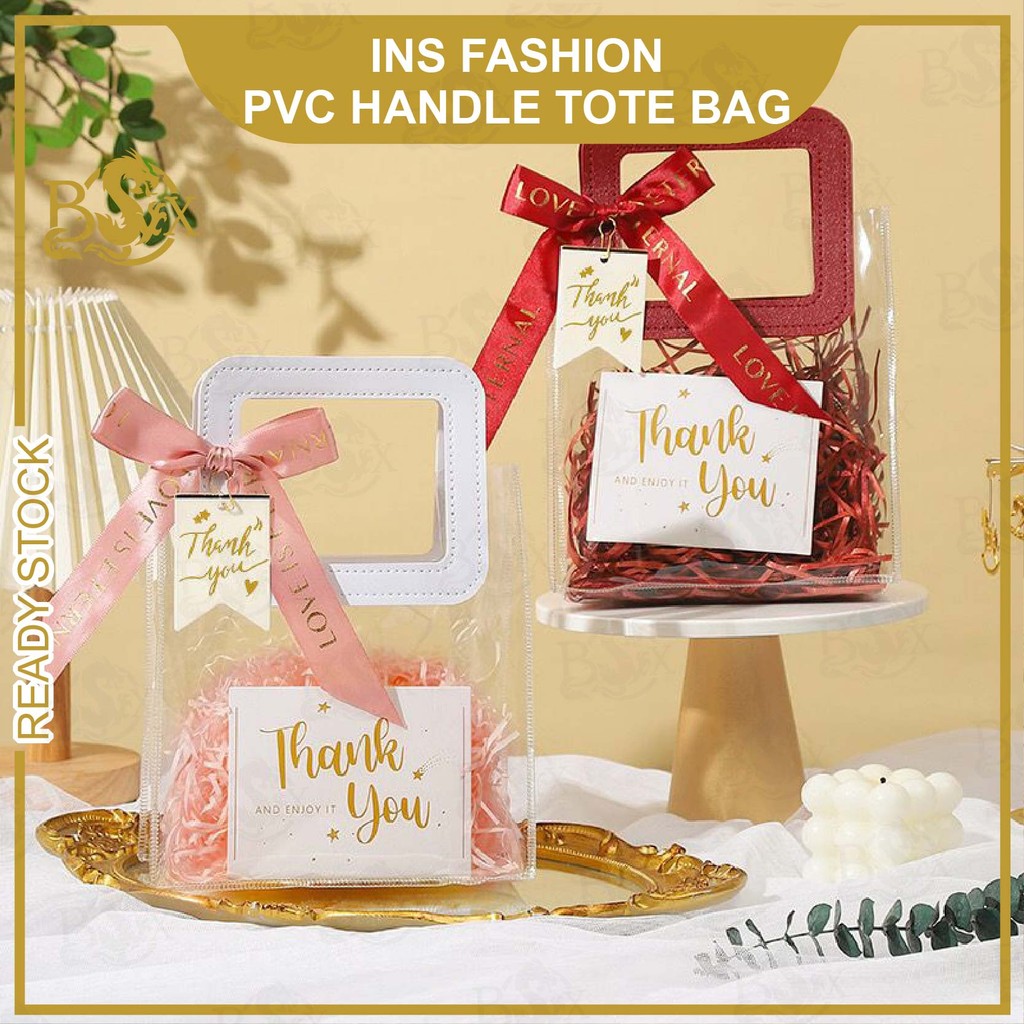 DRG 1pc Double Layer Premium Gift Bag Tote Handle Bag Wedding Event PVC ...