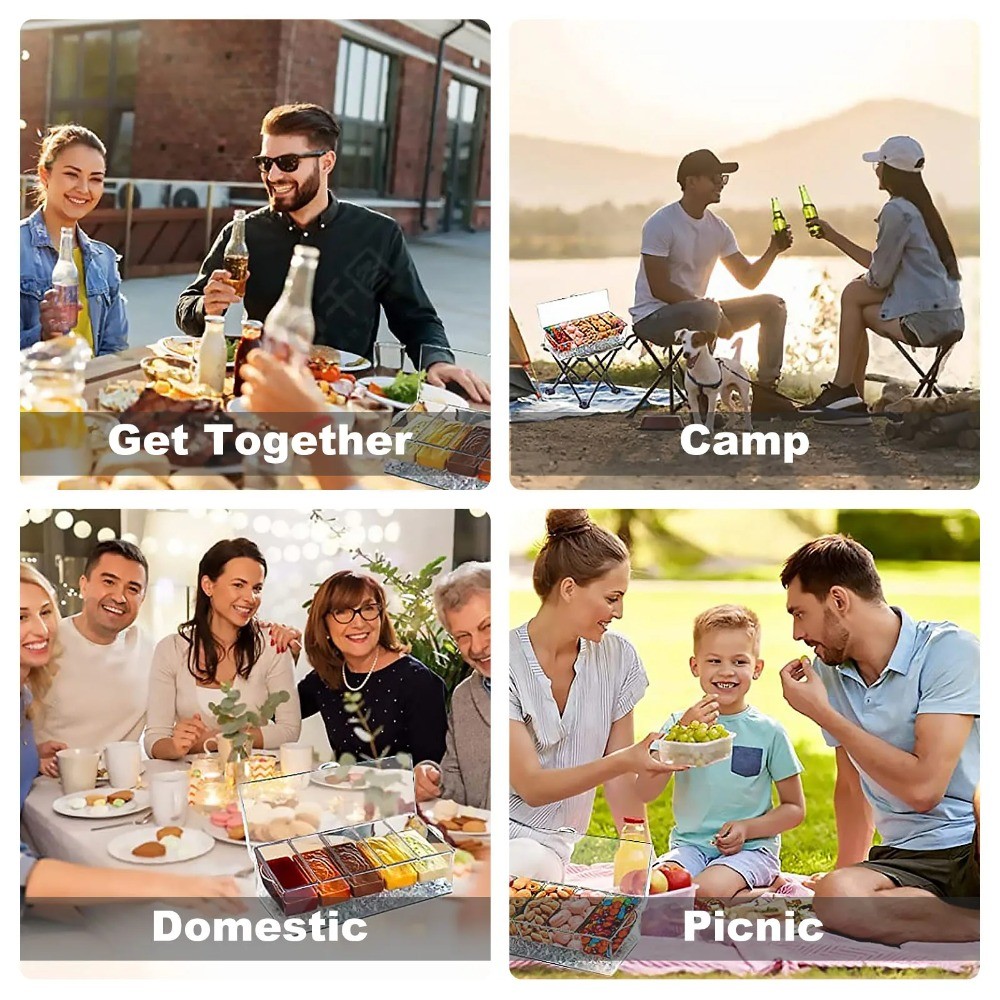 Four-grid Plastic Ingredient Container Food-grade Storage Box Fruit and ...