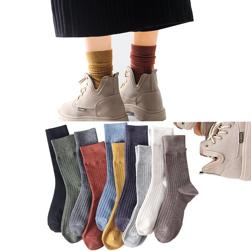 Ready to send 1 pair of thick, soft, solid-colored Japanese style socks ...