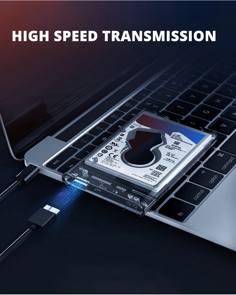 SATA To USB3.1 SSD Enclosure 2.5 Inch Transparent External Hard Disk Casings For Laptop Notebook ...