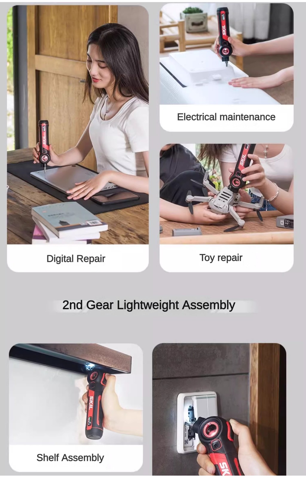 SKIL 5619 4V Mini Electrical Screwdriver Set Smart Scalable Cordless ...
