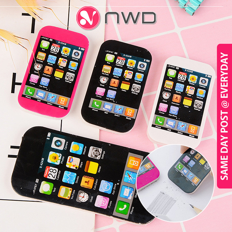 𝗘𝗬𝗘 𝗖𝗔𝗧𝗖𝗛𝗜𝗡𝗚 》 Creative Fun Mobile Phone Shape Eraser Cute Correction ...
