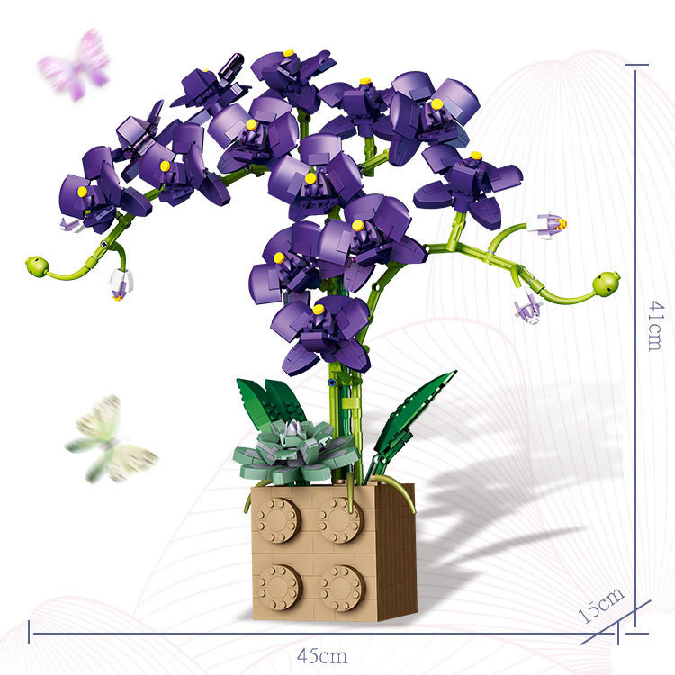 MOC Eternal Orchid Flower Building Block Set Simulated Orchid Butterfly ...
