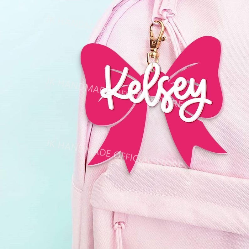 Personalized Kids Name Bag Tag, Custom Coquette Backpack Tag ...