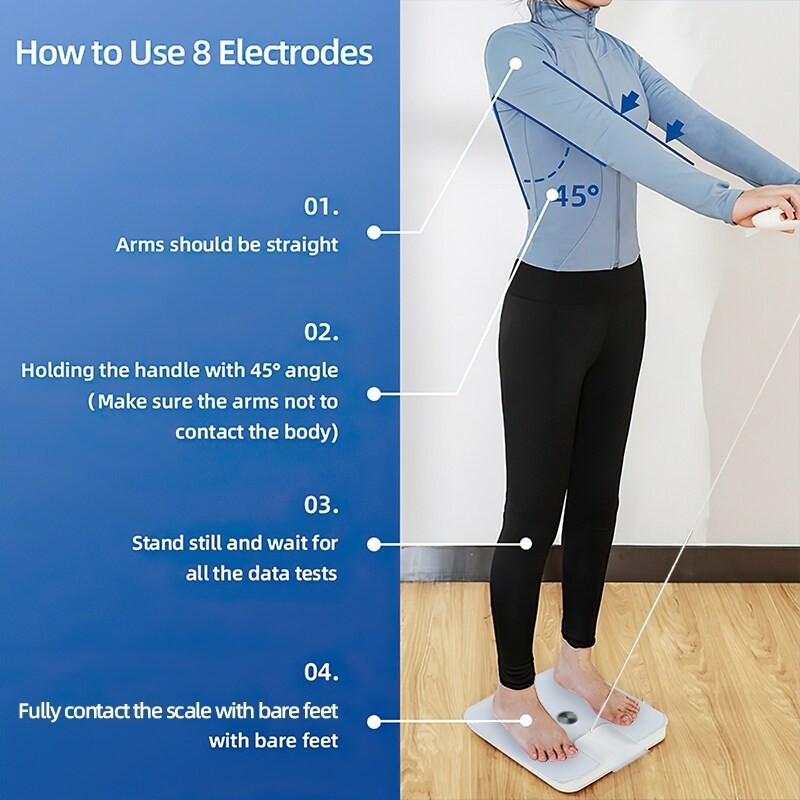 【10 years Warranty】 Smart Body Fat Scale 8 Electrode Large Display ...