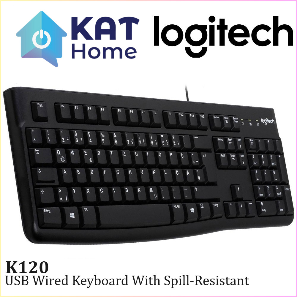 LOGITECH K120 USB WIRED KEYBOARD WITH SPILL RESISTANT / QUIET TYPING ...