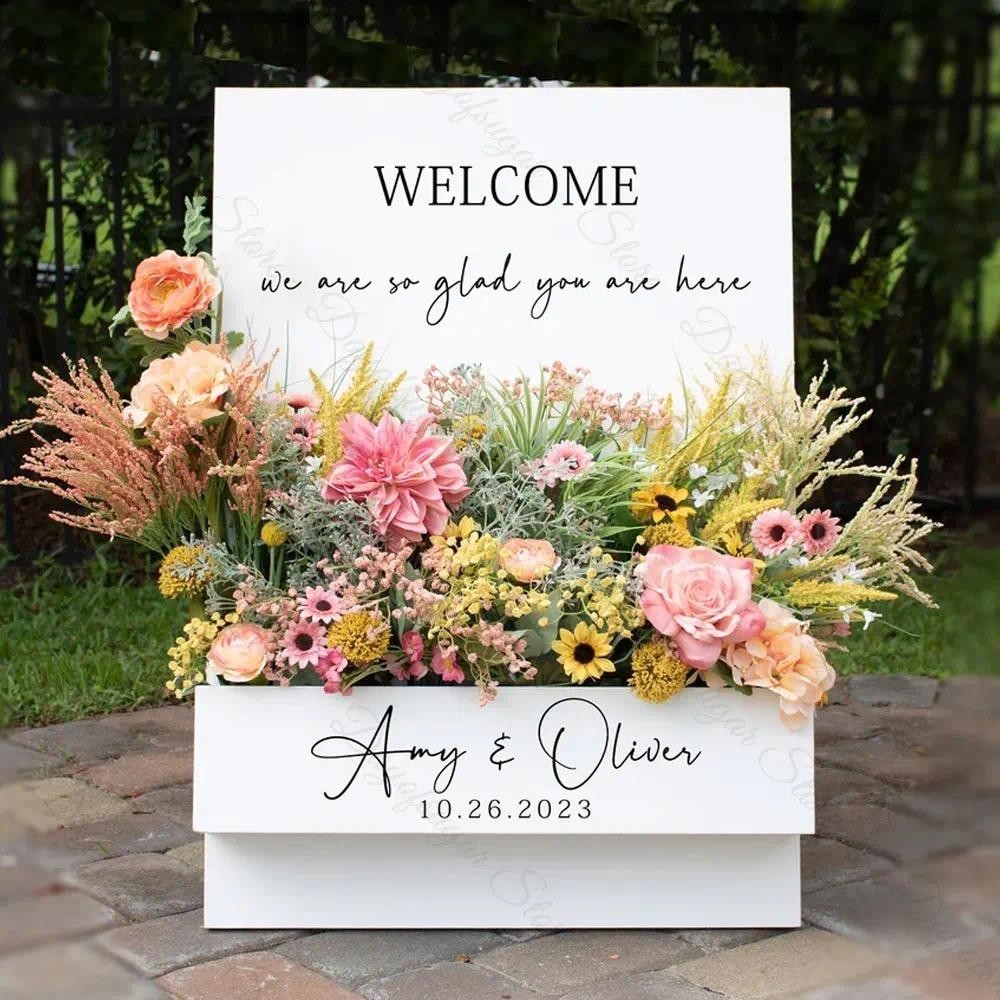 Flower Box Welcome Sign Mosaic Flower Frame Custom Welcome Sign Flower ...