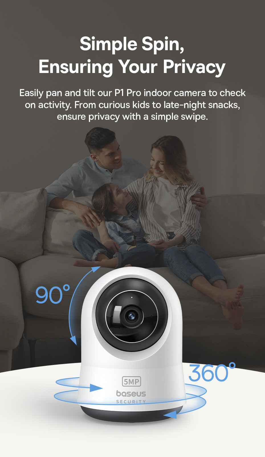 Baseus Security P1/P1 Pro Series Indoor Camera 3K High Clarity Night Version 360° Pan With UK ...