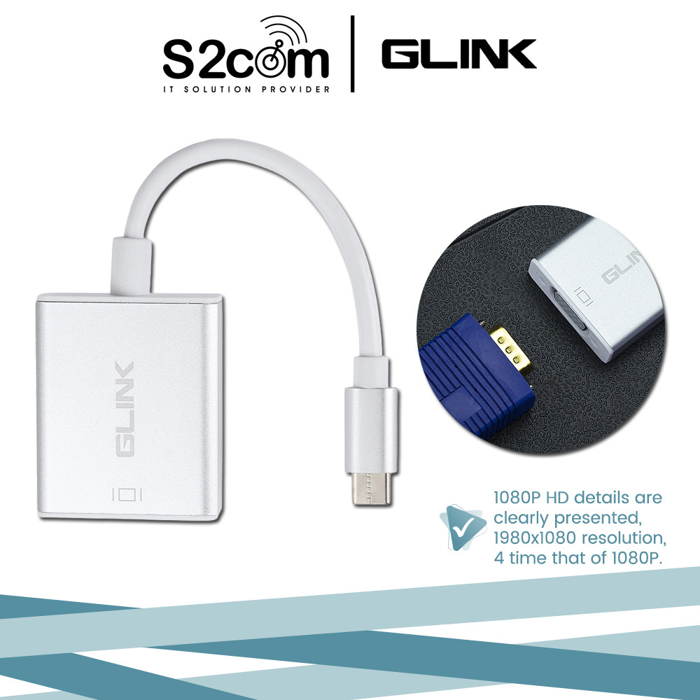 Glink GL-007B USB Type C Converter Adapter with VGA Port, Support Up to ...