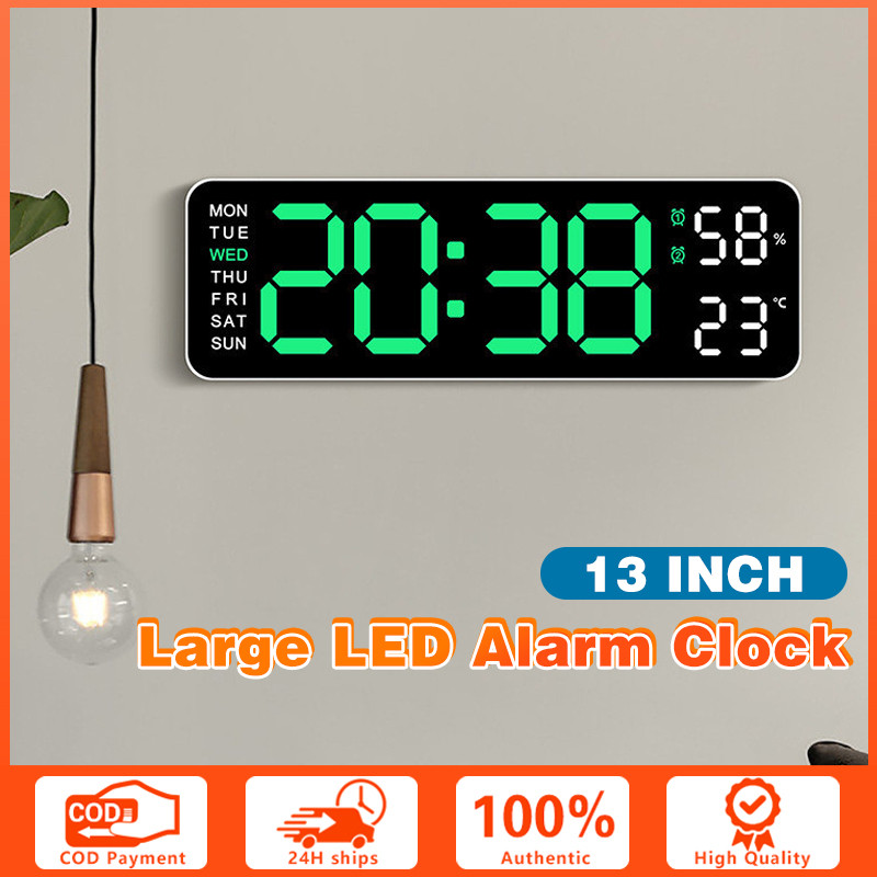 【Fast Shipping】LED Digital Wall Clock Large Display Alarm Clock for ...