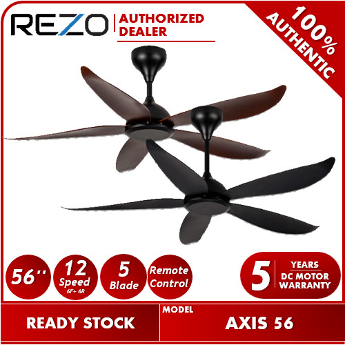 Rezo AXIS 56 56'' Inch | 12 Speed | 5 / 3 Blade DC Motor Remote Ceiling ...
