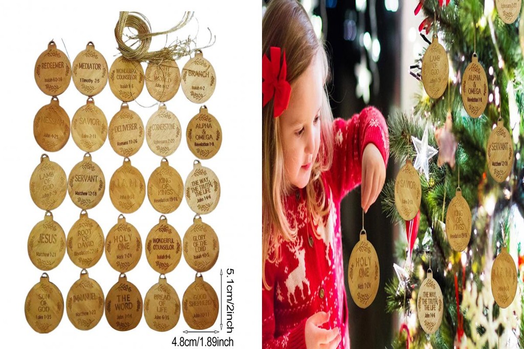 OPPO Christmas Hanging Sign Names of Jesus Pendant Vintage Wooden Names ...