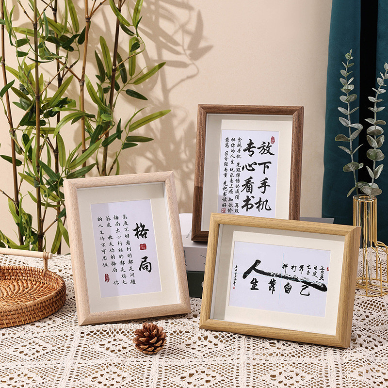 Inspirational Motto Wooden Hollow Photo Frame Ornaments Dried Flower ...