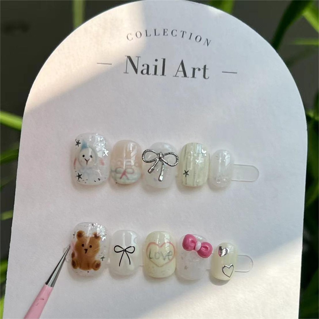 Summer Sweetheart Handmade Wearing Nail Bright Glitter Hand-painted ...