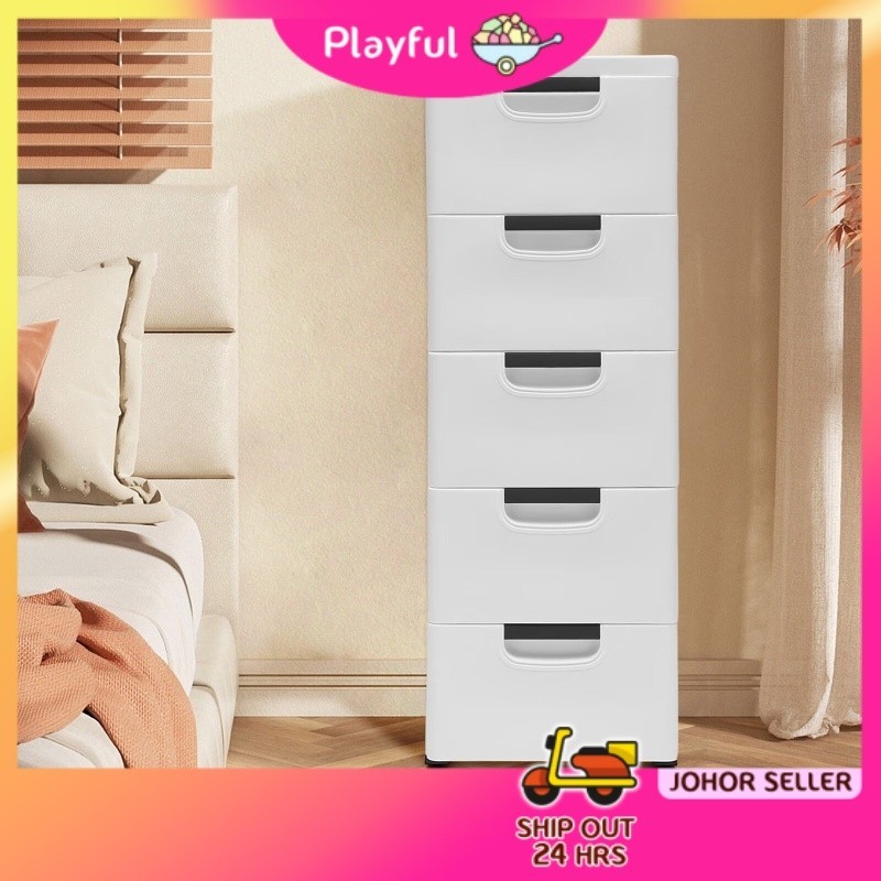 【PLAYFUL】5/6/7 Layer Vertical Plastic Drawers Dresser Storage Cabinet ...