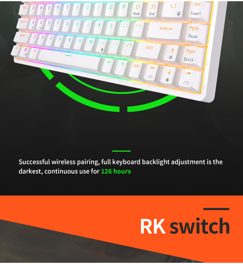 Royal Kludge RK837 RKG68 Mechanical Mini Wireless Keyboard Bluetooth 2 ...