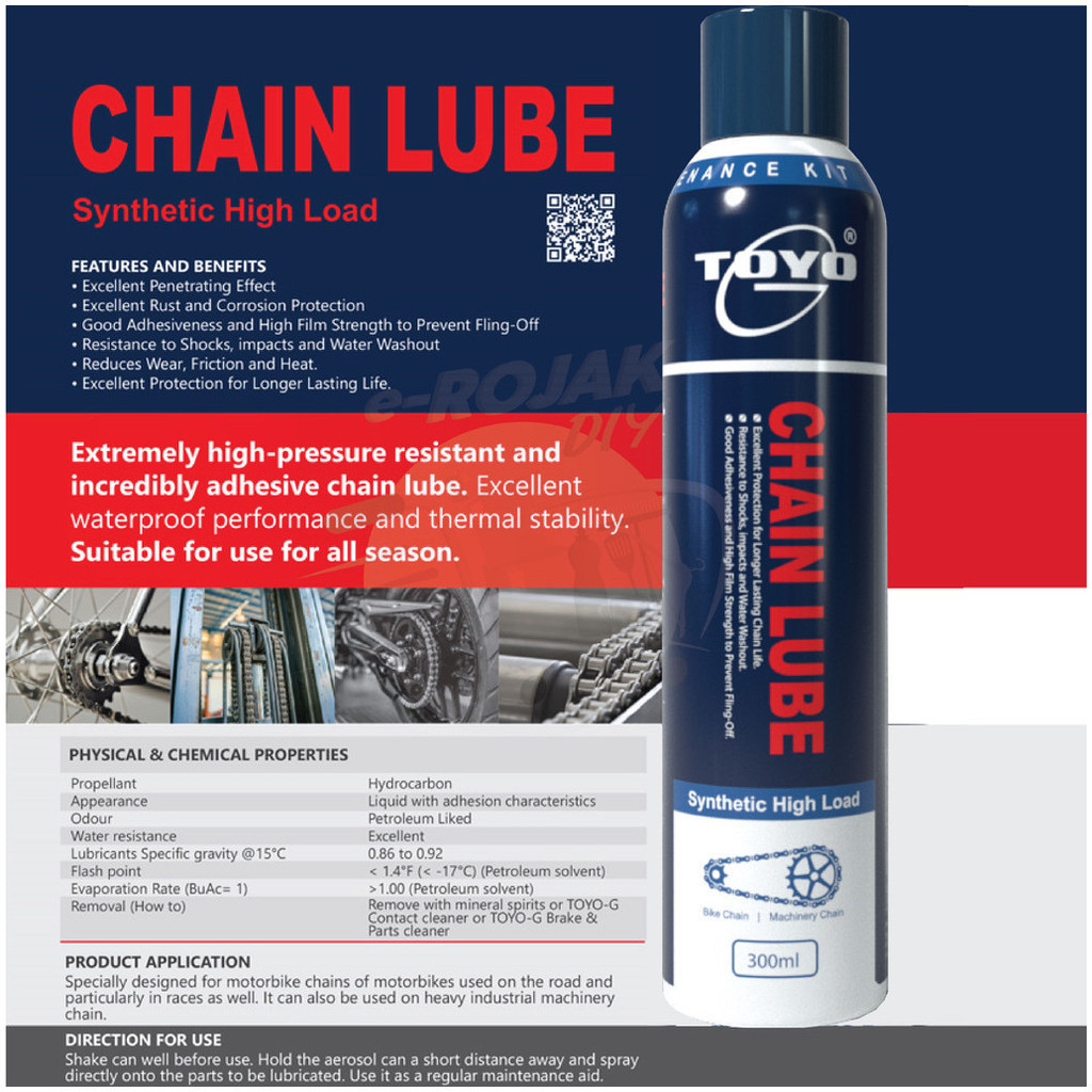 TOYO-G Chain Lube Spray Synthetic High Load Motorcycle Chain Lube ...