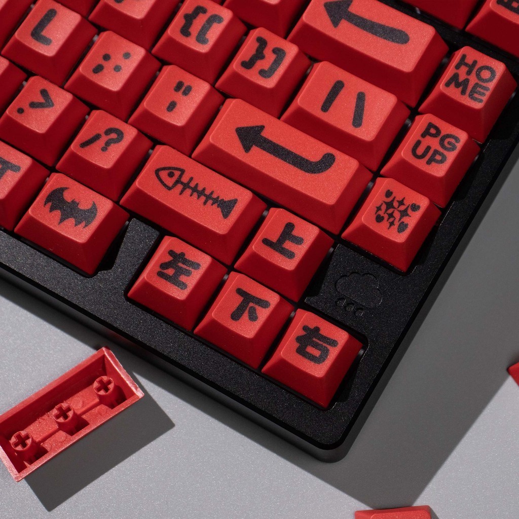 Animal Party Red Keycaps Big Font thickness 1.7mm PBT Cherry profile ...